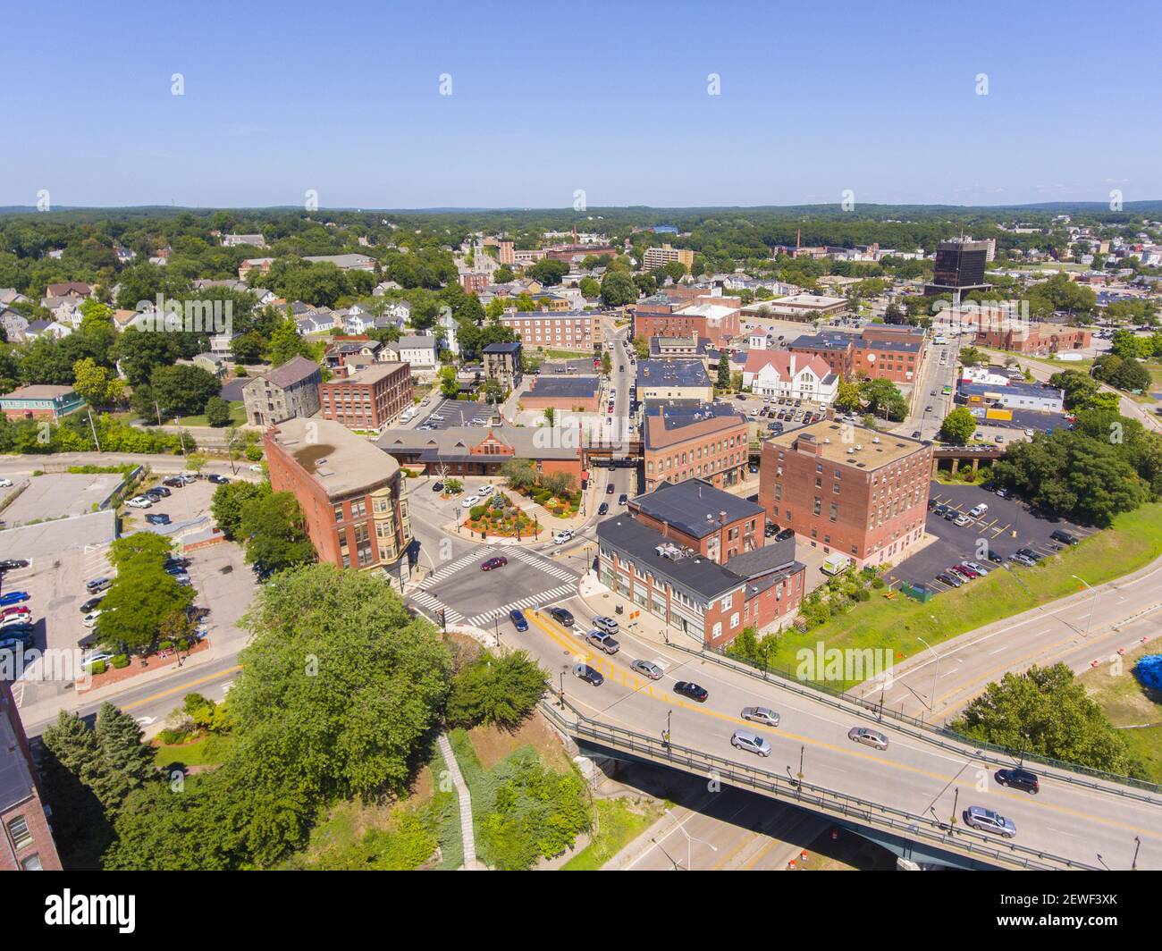 Woonsocket Main Street Historic District aerial view in downtown ...