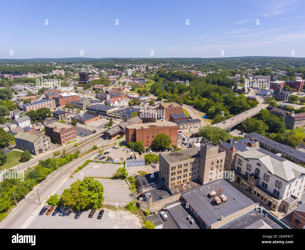 Woonsocket City Hall and Main Street Historic District aerial view in ...