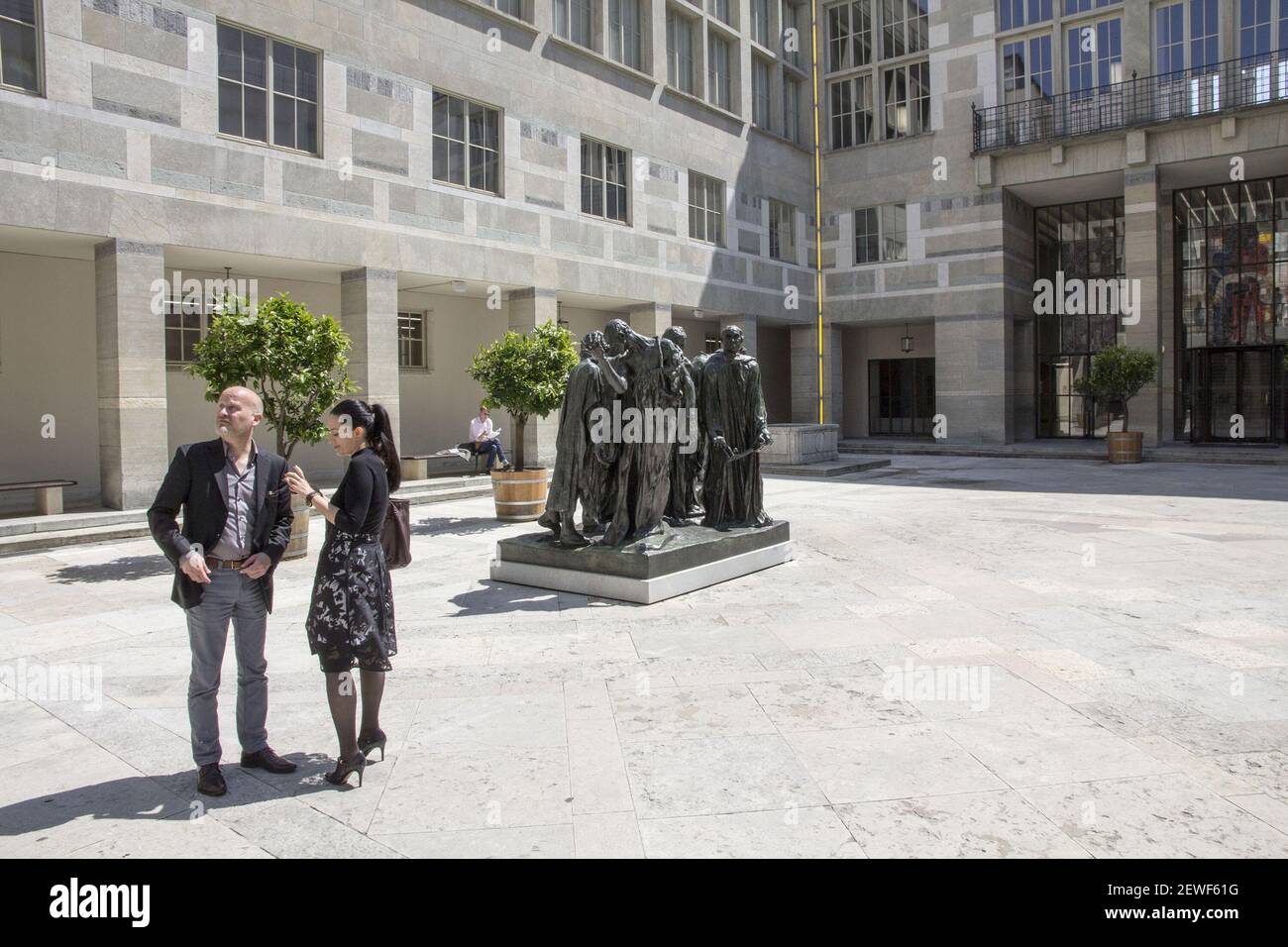 The sculpture "Les Bourgeois de Calais" ("Burghers of Calais") a famous ...