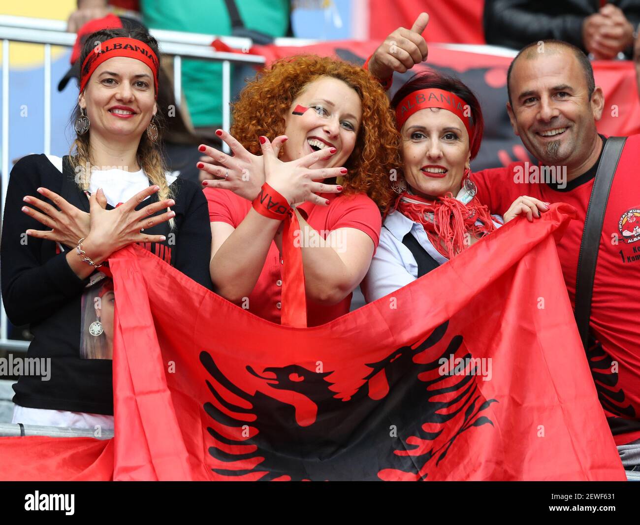 19.06.2016, Lyon, Albania fans, Romania - Albania, European Football ...