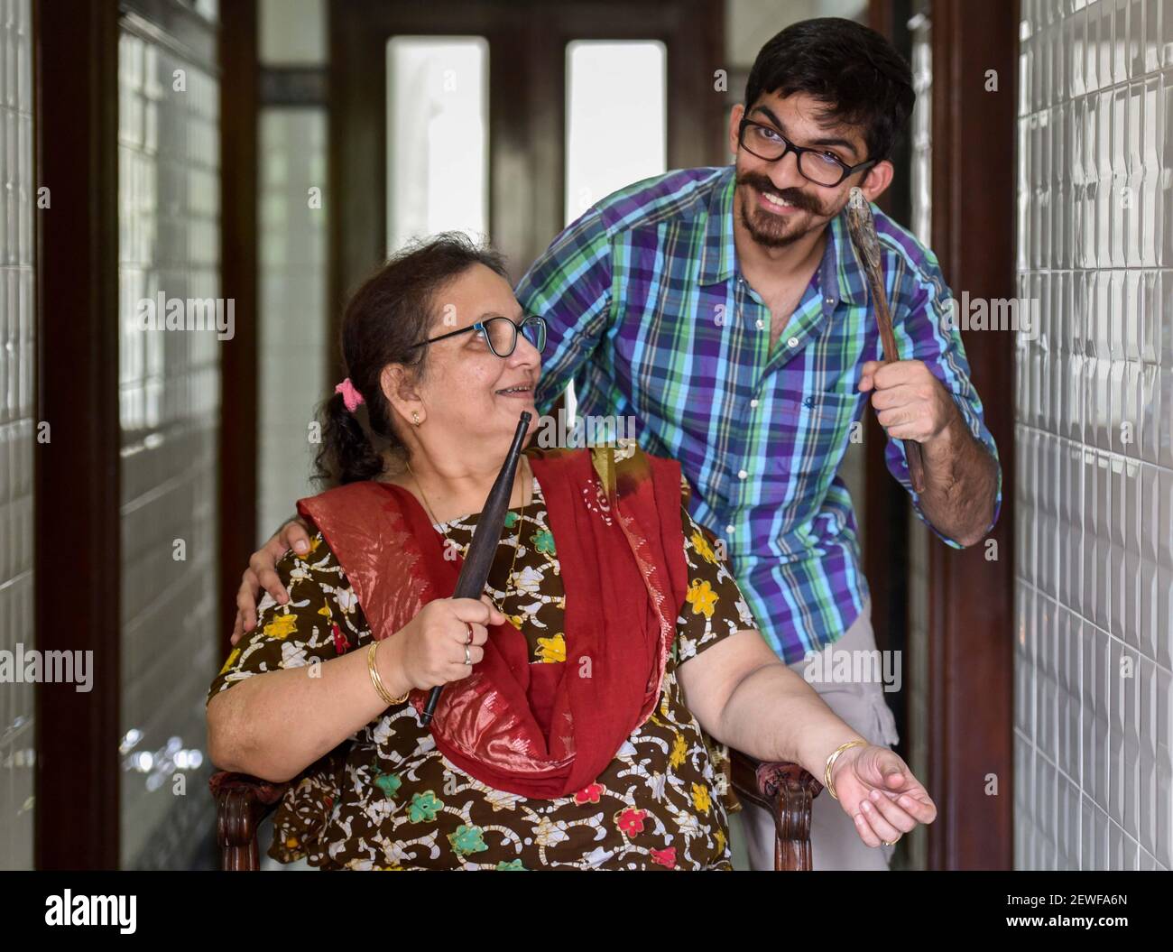MUMBAI, INDIA - JUNE 7: Munaf Kapadia with his mother Nafisa, owner of ...