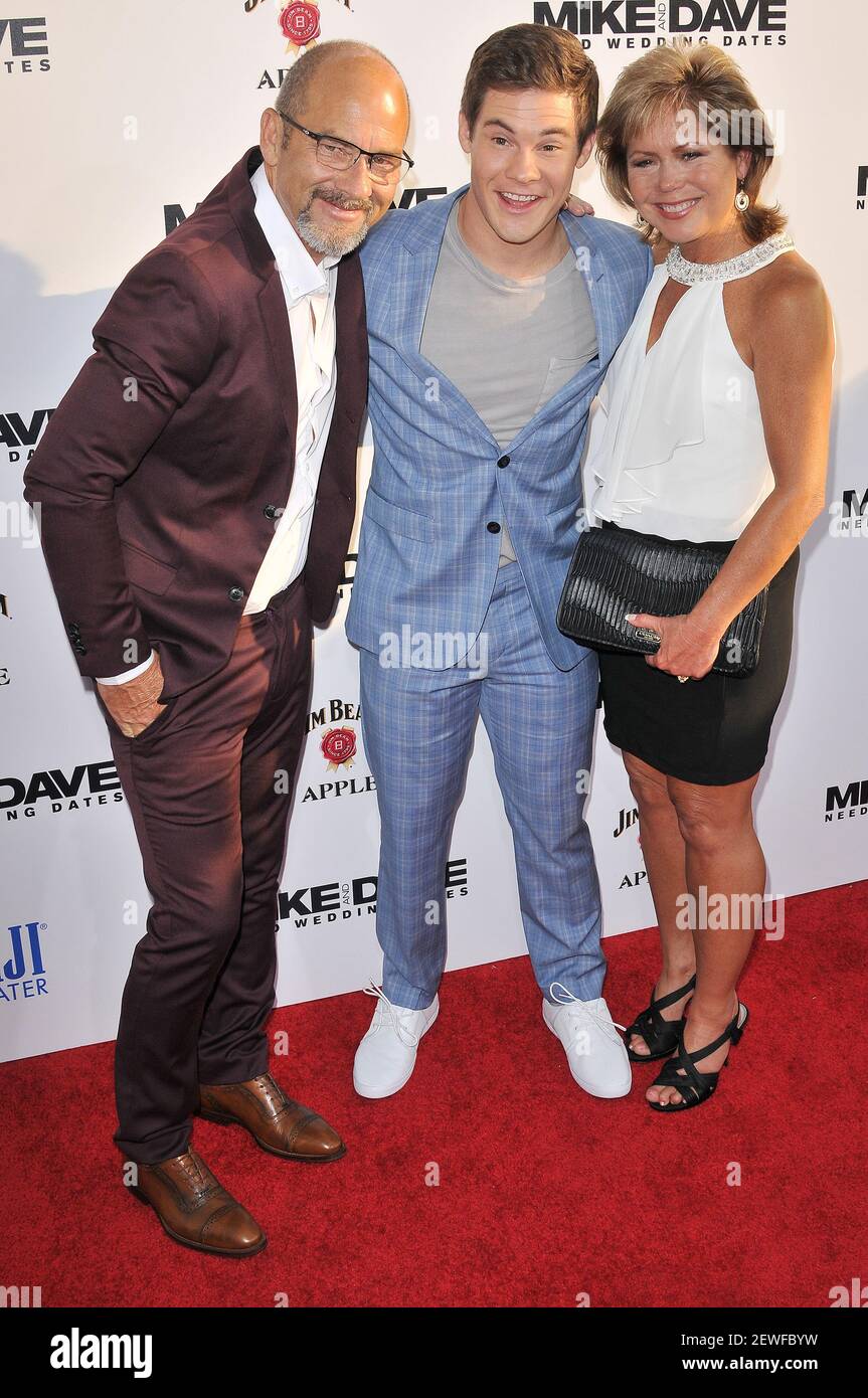 Adam Devine (center) with his Parents at the “Mike And Dave Need ...