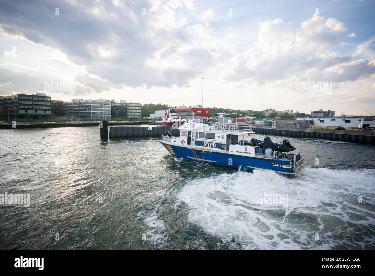 NYPD scuba team boat enters the Staten Island Homeport in New York on ...
