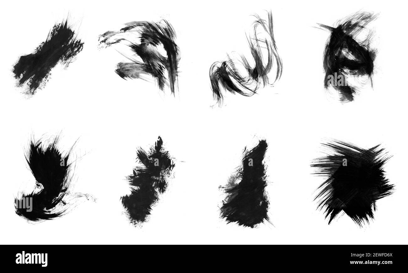 Red smear brushes isolated on white for painting Stock Photo - Alamy