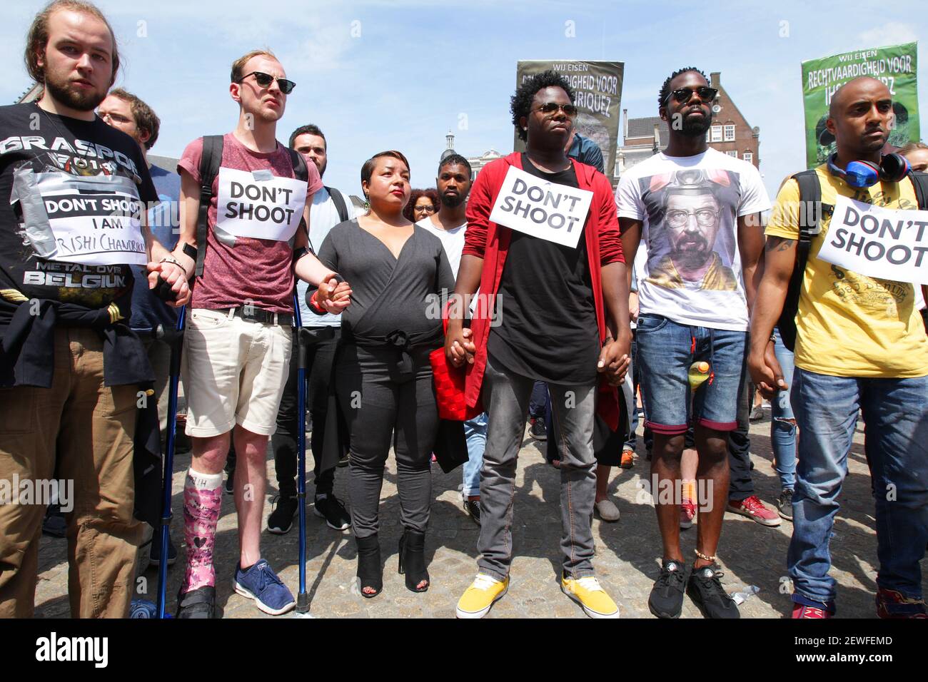 People take part during “Black Lives Matter” protest on July 10, 2016 ...