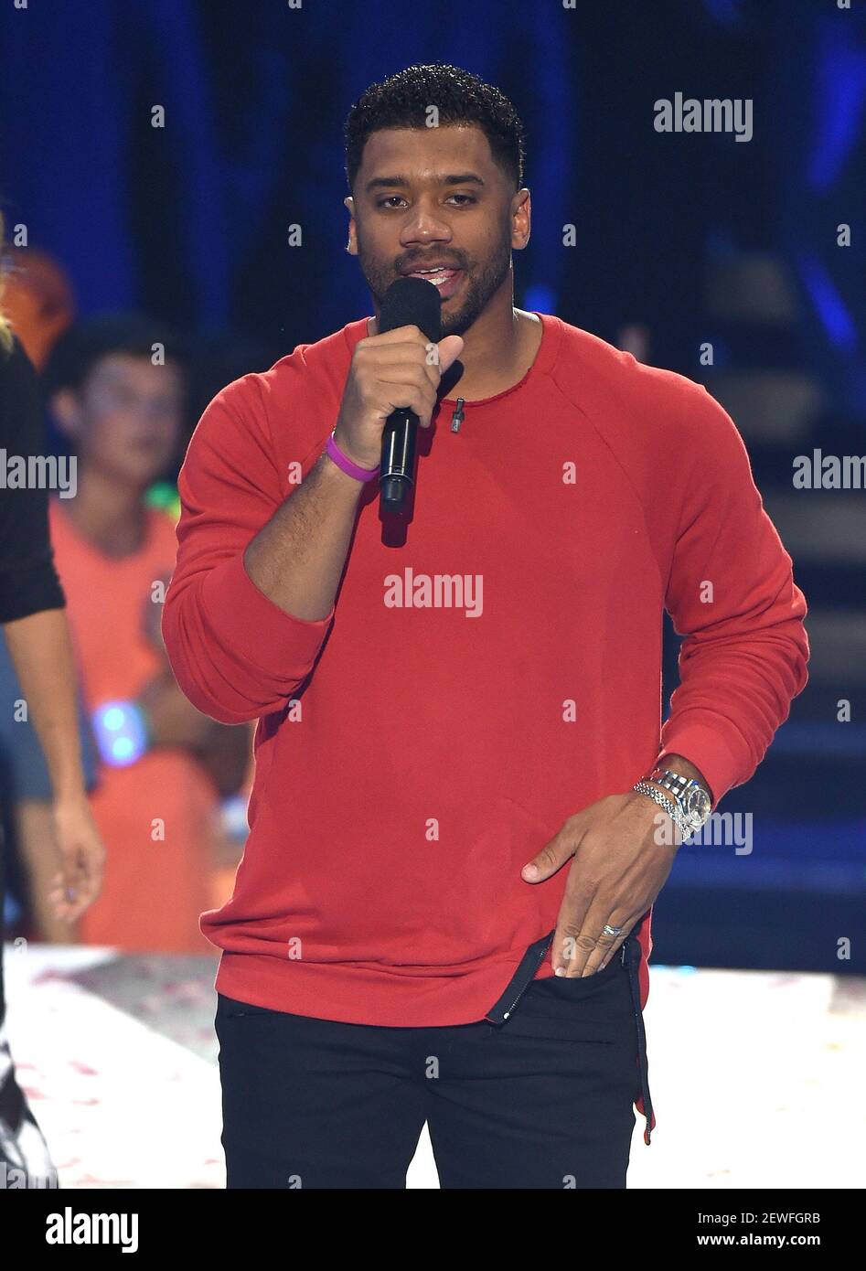 Host Russell Wilson onstage at the Nickelodeon Kids' Choice Sports ...