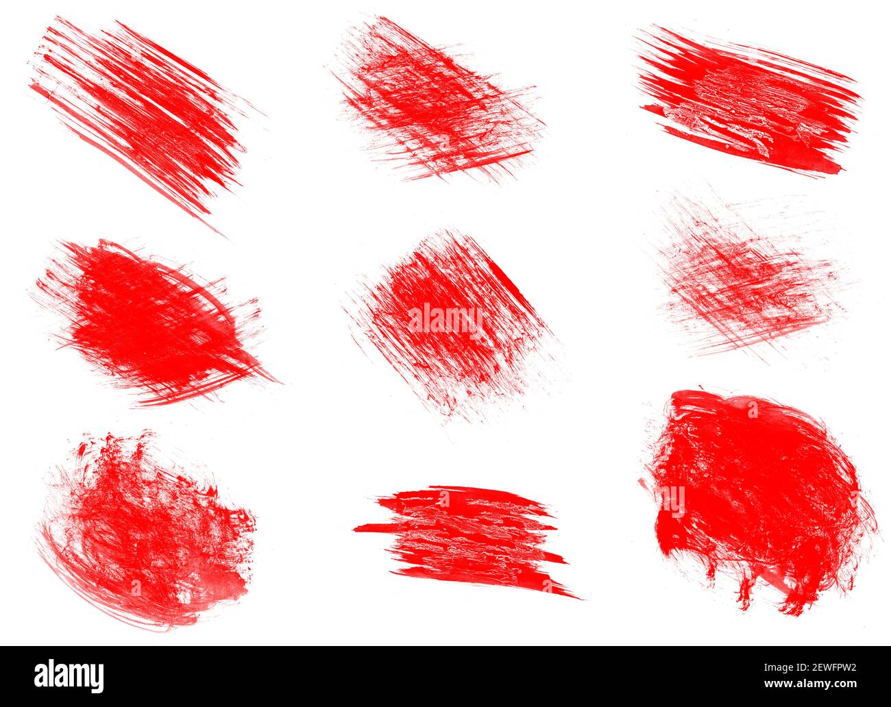 Beautiful red watercolor smear and stroke brushes isolated on white ...