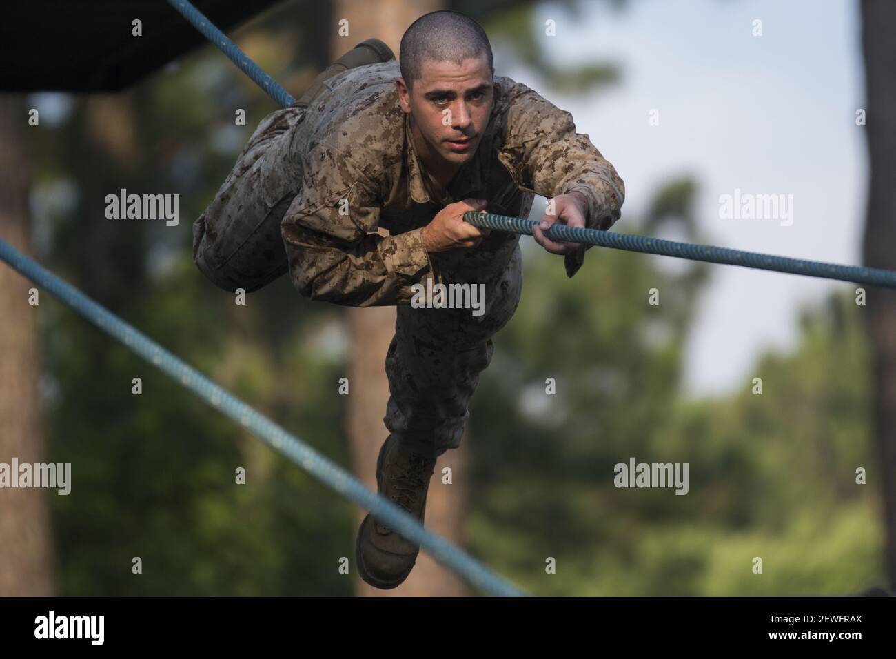 A U.S. Marine Corps recruit with Company E., 2nd Battalion, Recruit ...