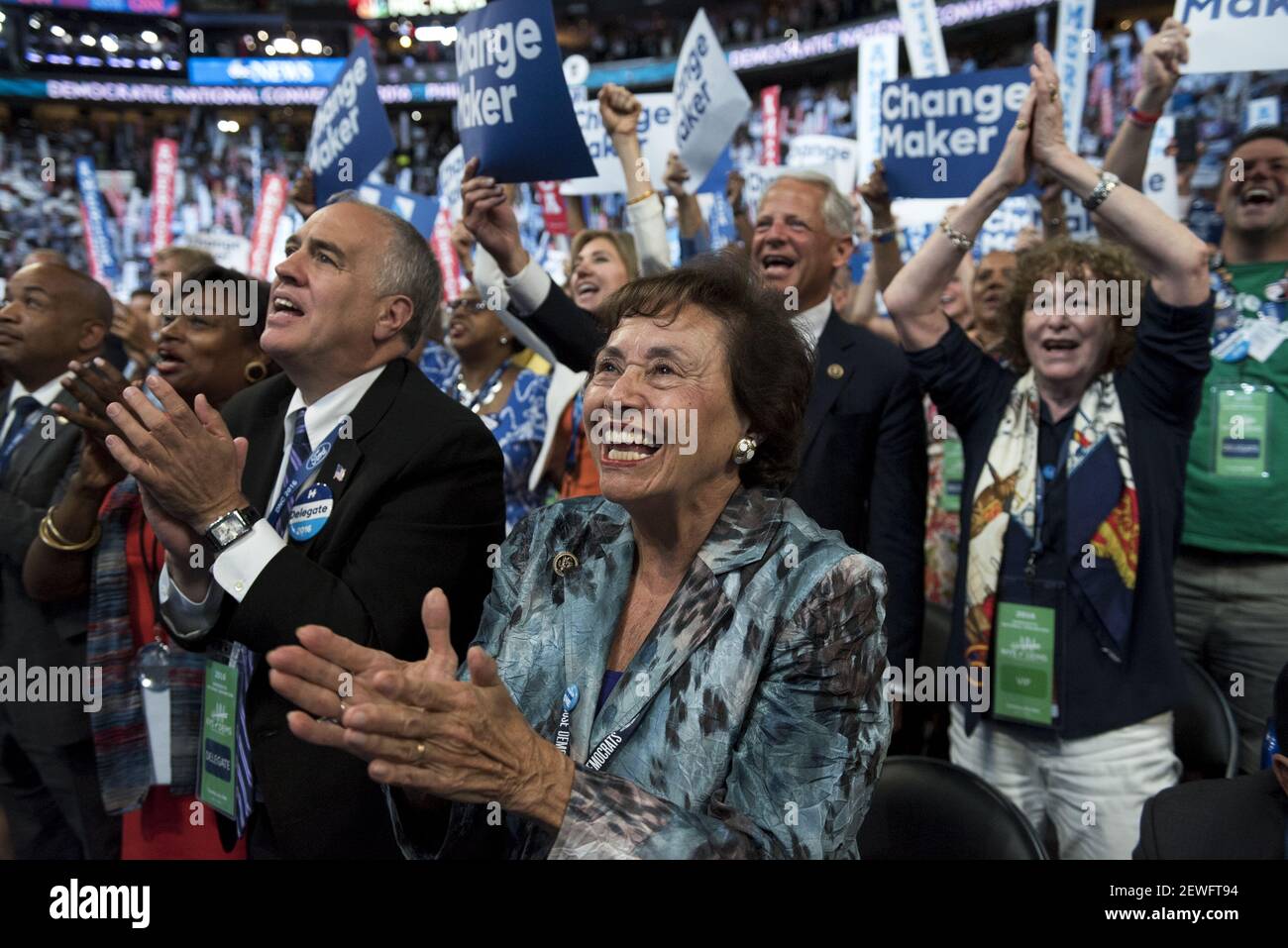 UNITED STATES - JULY 26: Rep. Nita Lowey, D-N.Y., cheers on the floor ...