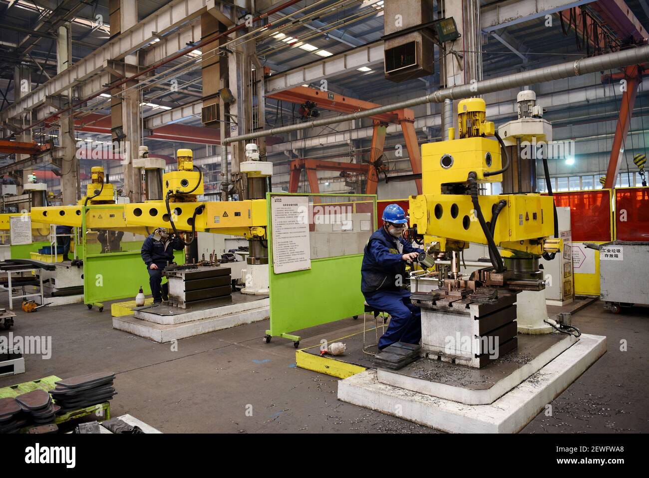 ZHANGJIAKOU, CHINA - MARCH 3, 2021 - Workers work on a production line ...