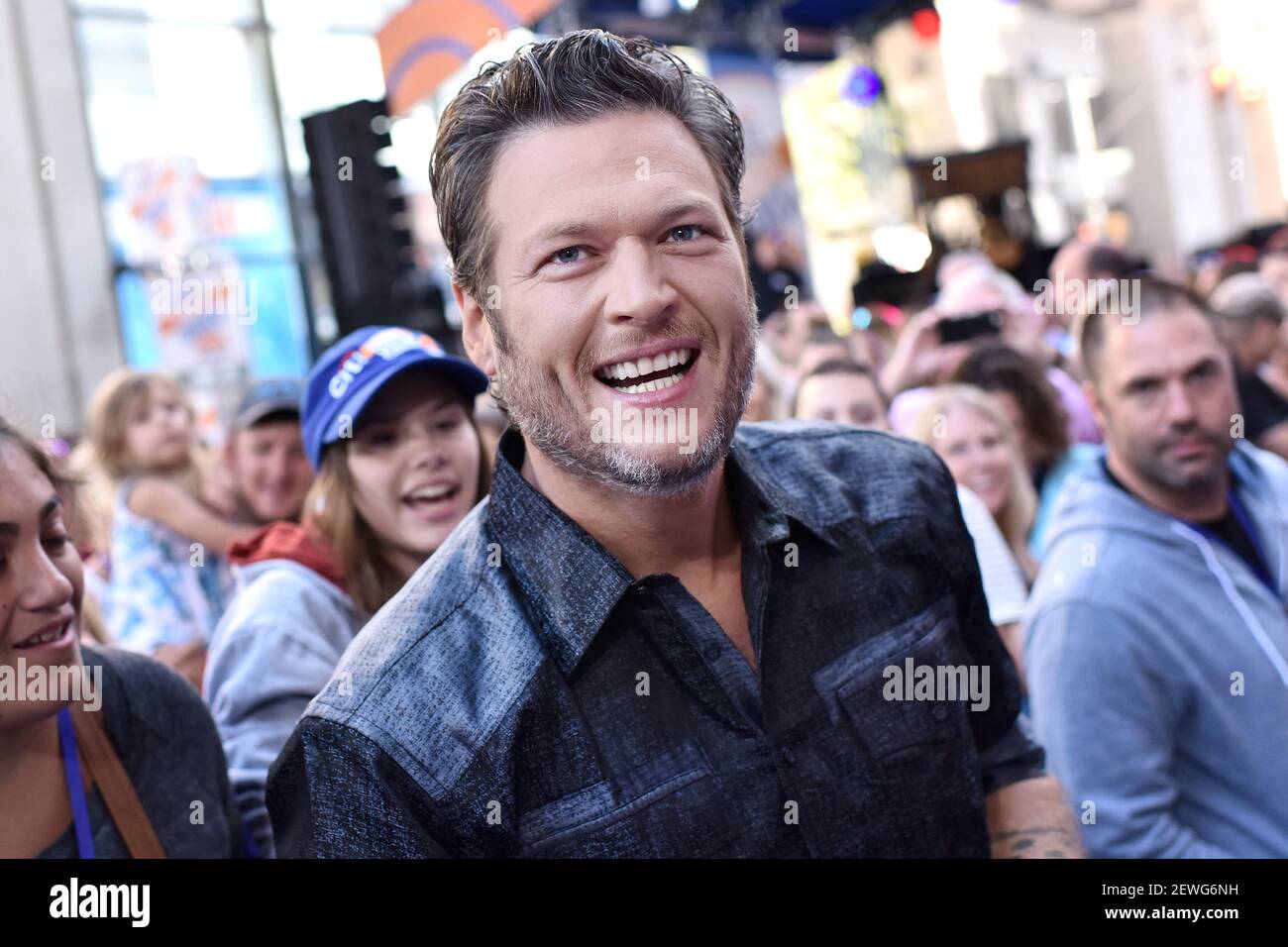 Country music singer Blake Shelton greets fans between songs at NBC's ...