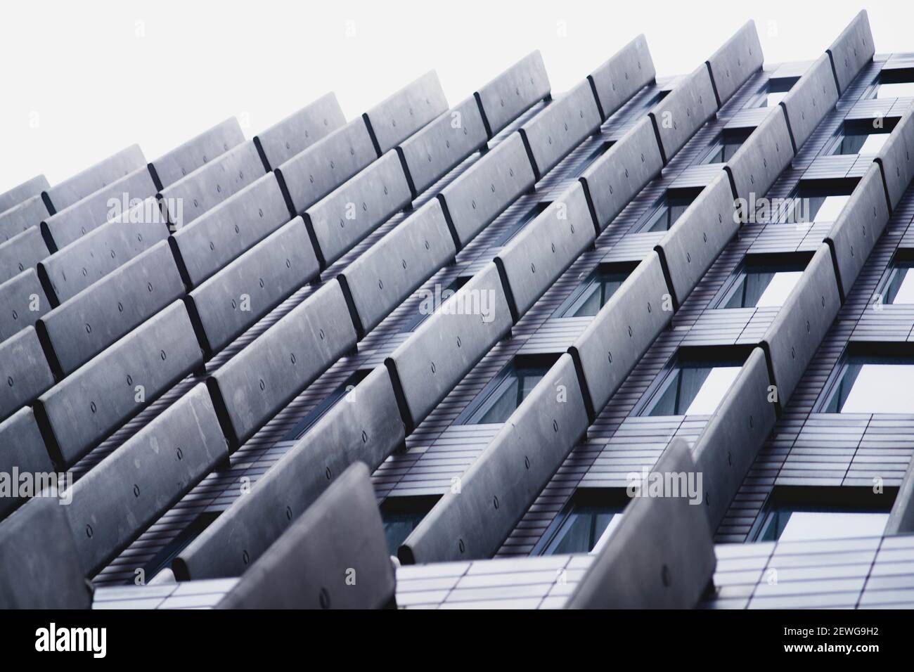 A modern contemporary high-rise building exterior details with abstract ...