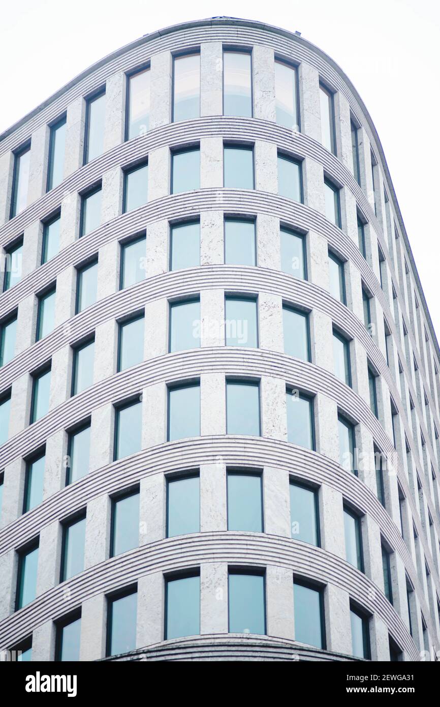 A modern contemporary high-rise building exterior details with rows of ...