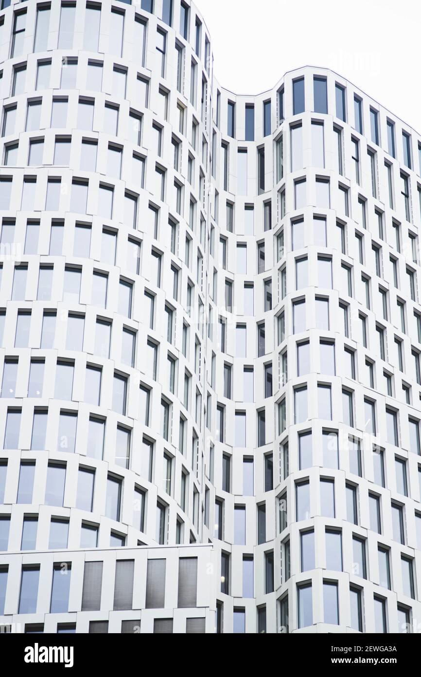 A modern contemporary high-rise building exterior details with abstract ...