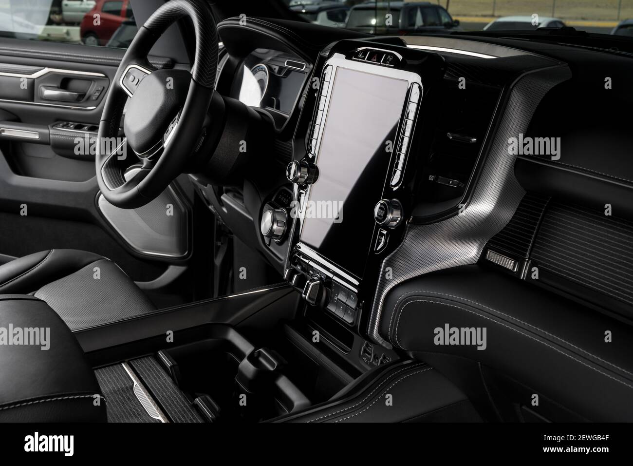 A view inside modern interiors of a car Stock Photo - Alamy