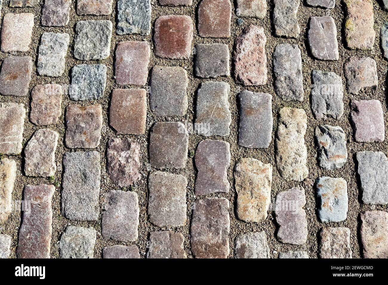 A detailed close up old historical cobblestone roads and walkways all ...