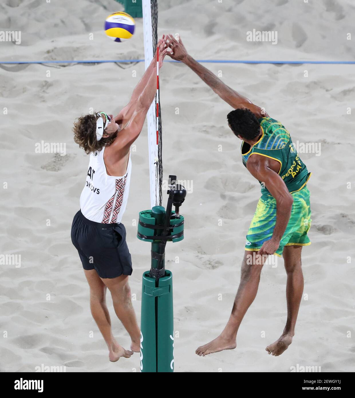 RIO DE JANEIRO, RJ - 11.08.2016: OLYMPICS 2016 BEACH VOLLEYBALL - Pedro Solberg (BRA) during the ...
