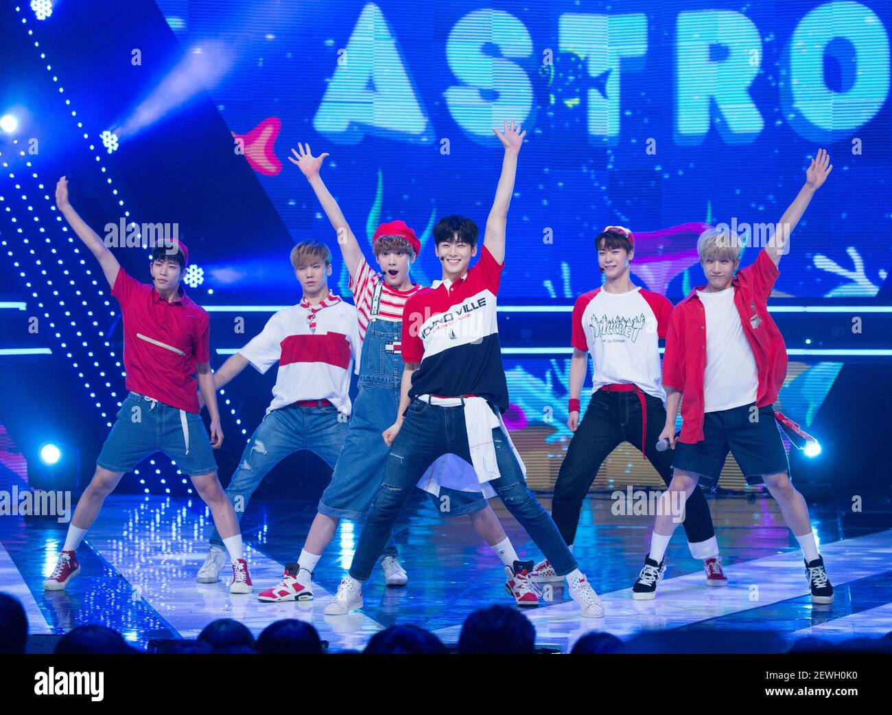 South Korean boys group Astro, performs onstage during the MBC TV K-Pop ...