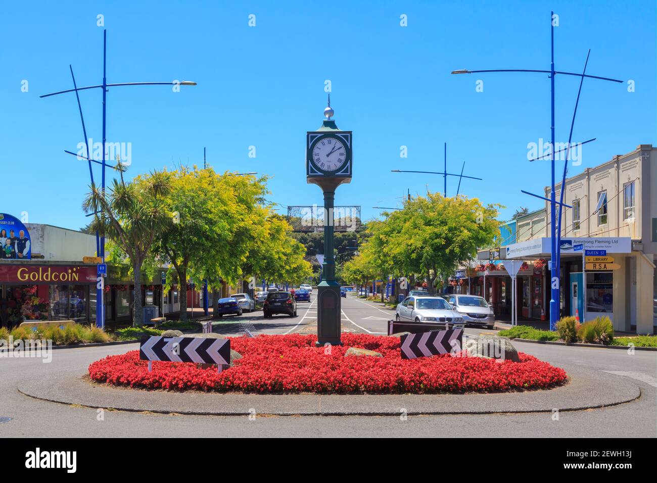 The small town of Waitara in the Taranaki Region, New Zealand, in ...