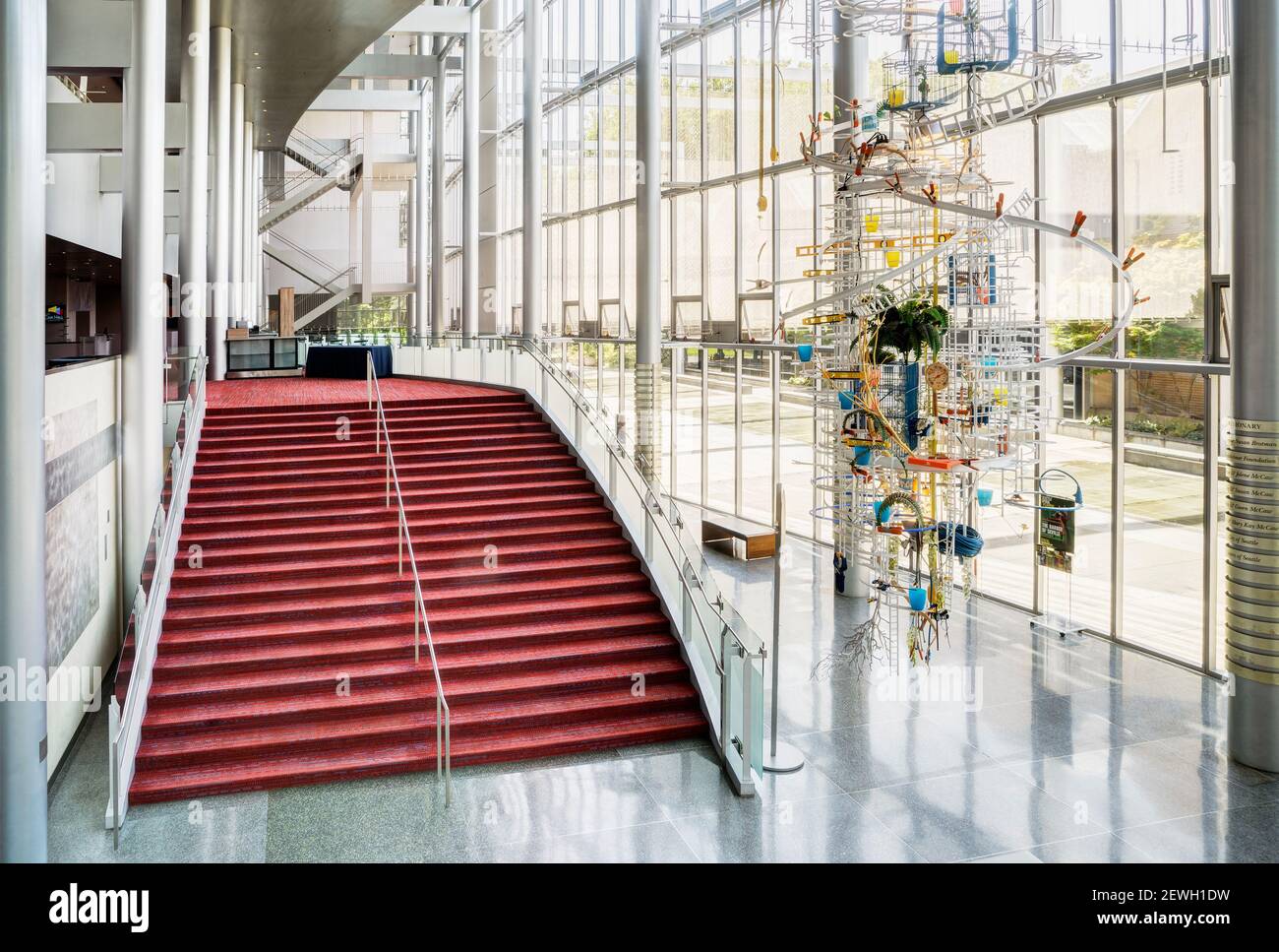 Light and airy atrium of a modern building with marble floors Stock ...