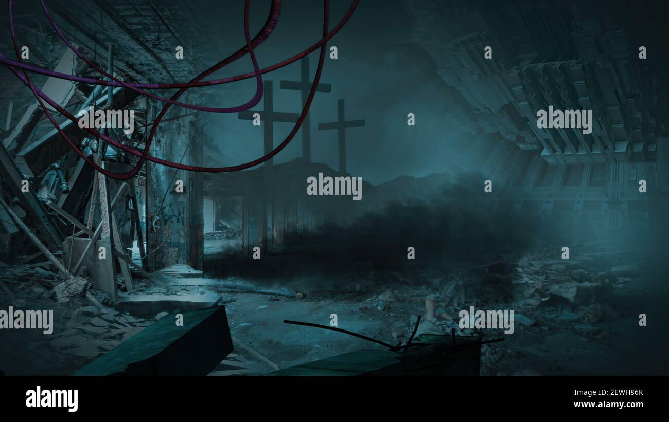 3D illustration - Post apocalyptic scene Stock Photo - Alamy