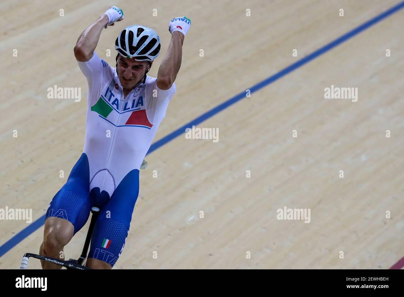 Elia Viviani (ITA) during the Olympic Track Cycling 2016 held at the ...