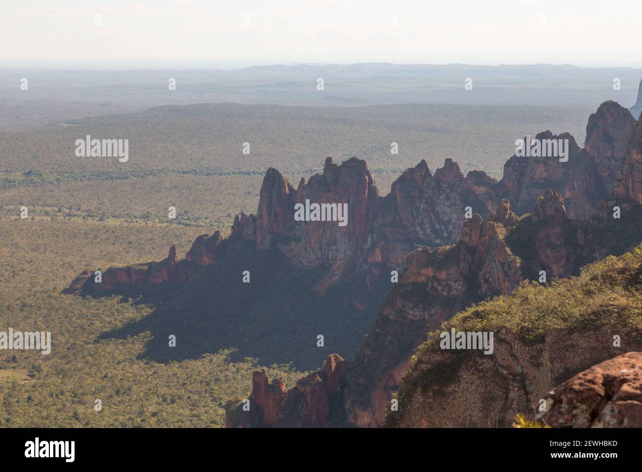 View into the Cerrado from the Stone City (Cidade de Pedra) in the ...