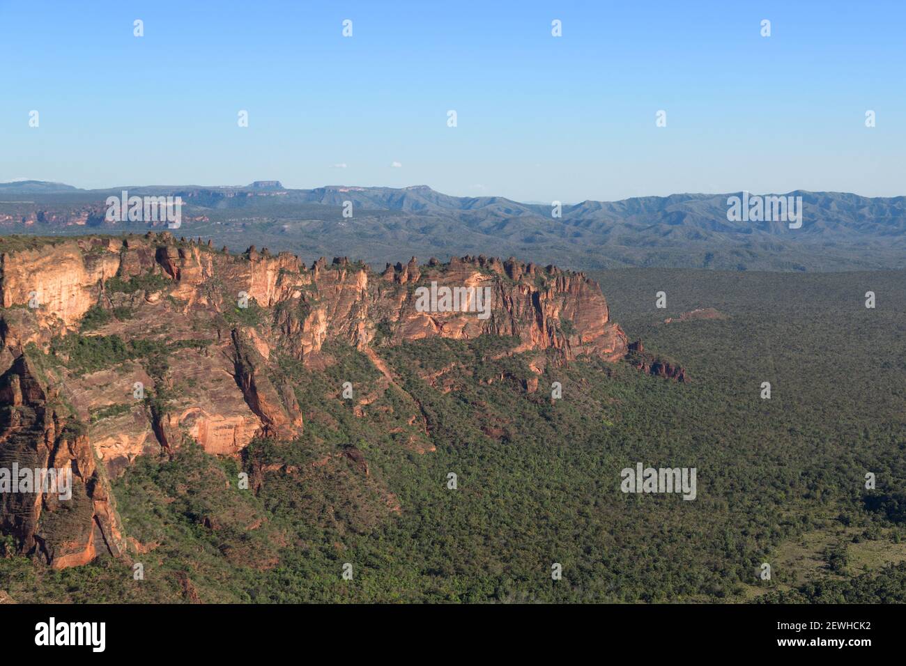 Looking south into the Cerrado from the Cidade de Pedra (Stone City) in ...
