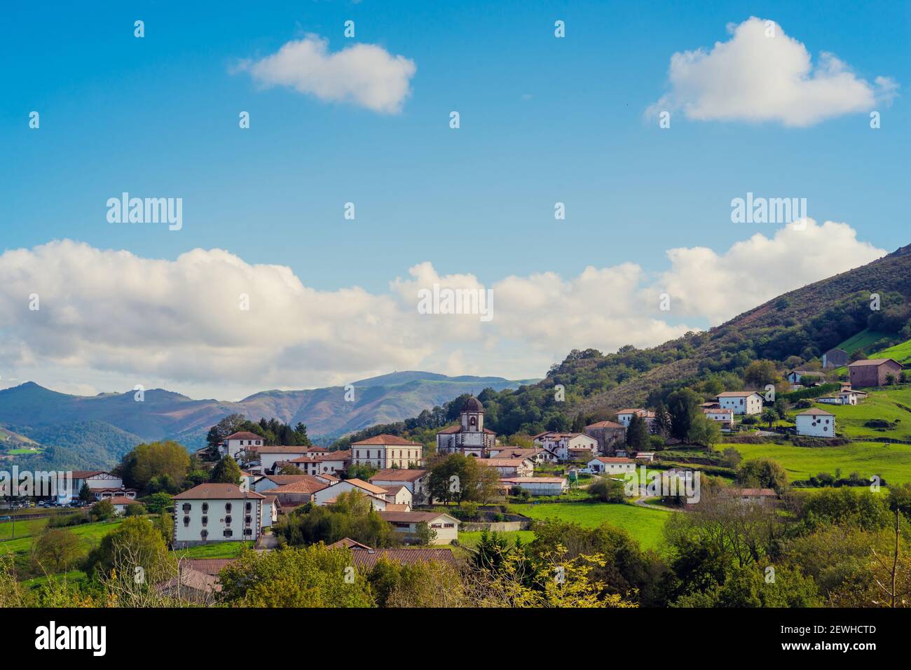 A beautiful rural landscape with houses in Basque Country, Spain Stock ...