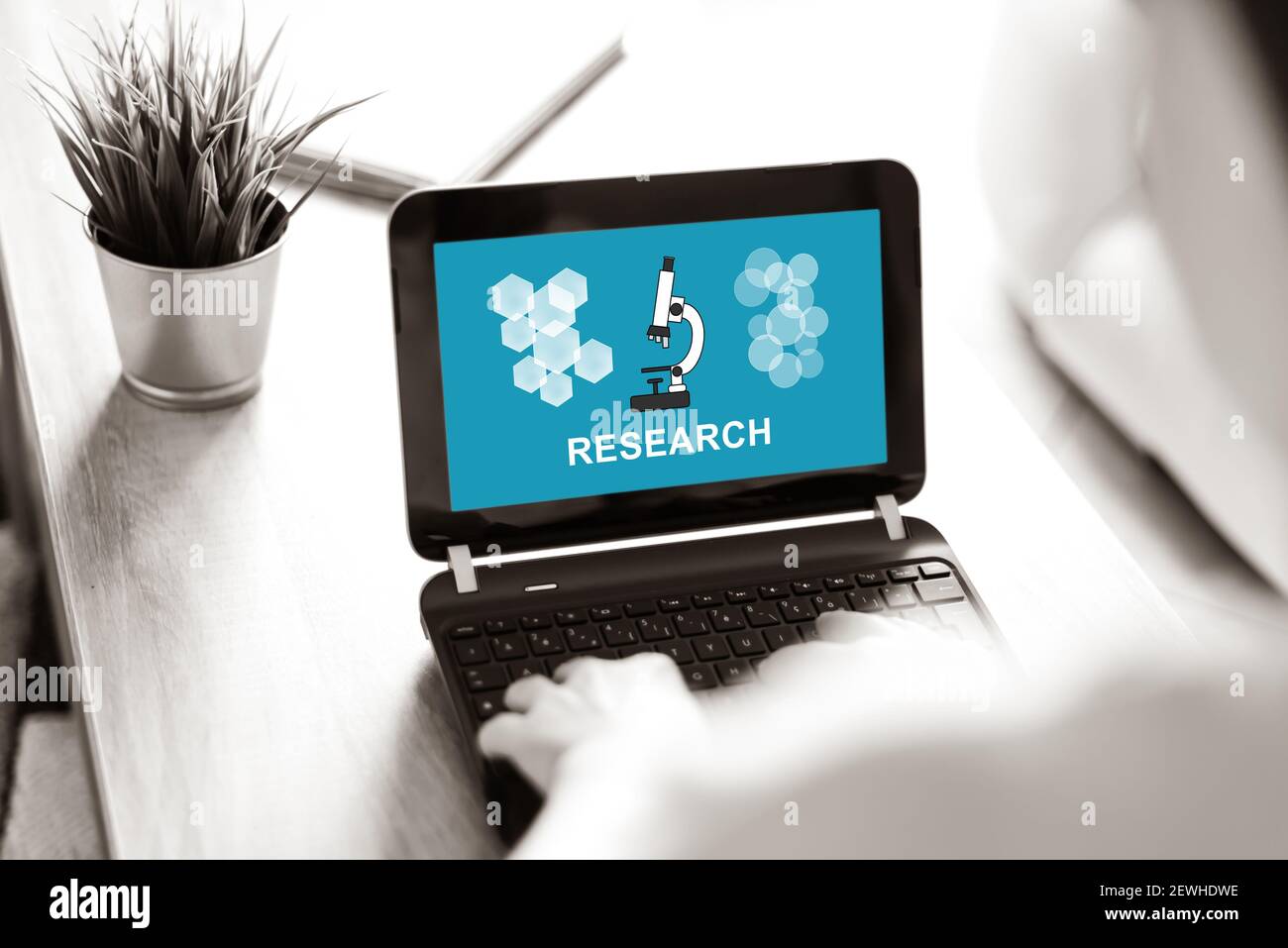Laptop screen displaying a research concept Stock Photo - Alamy