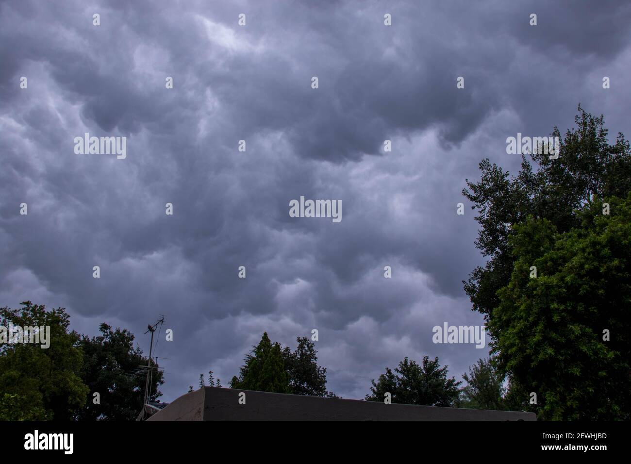 Late seasonal summer thunderstorm over Johannesburg, Gauteng province ...