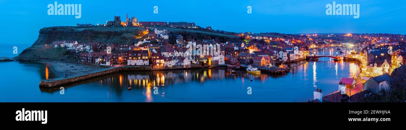 Whitby town harbour panorama hi-res stock photography and images - Alamy