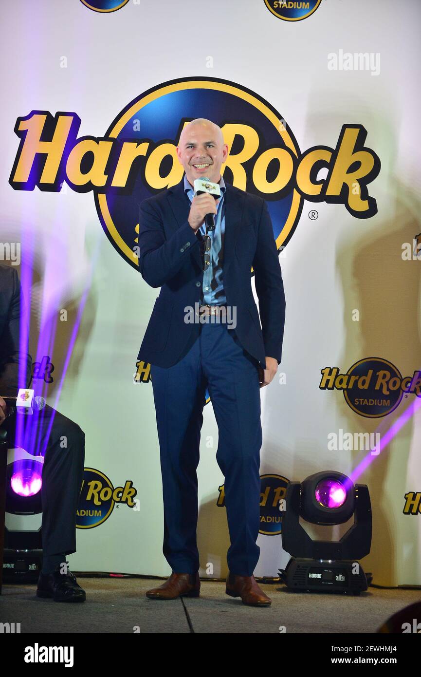 Miami Gardens Fl August 17 Pitbull Attend Miami Dolphins Stadium