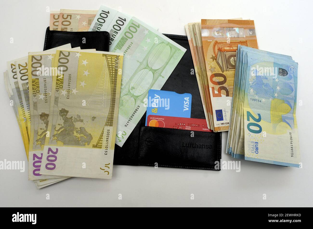 wallet with plenty of banknote euros Stock Photo - Alamy
