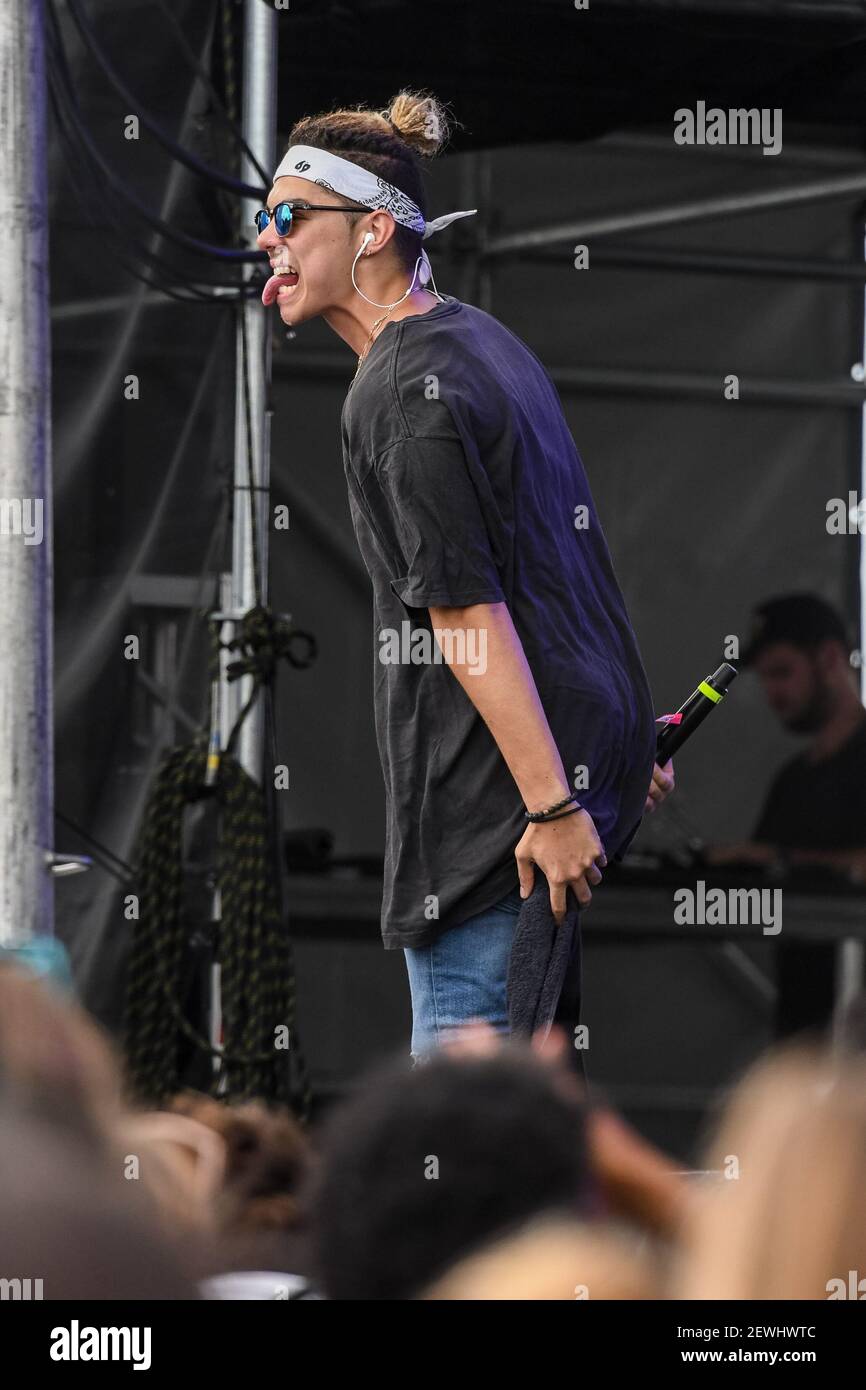 William Singe, on stage at Billboard Hot 100 in Wantagh, New York City ...