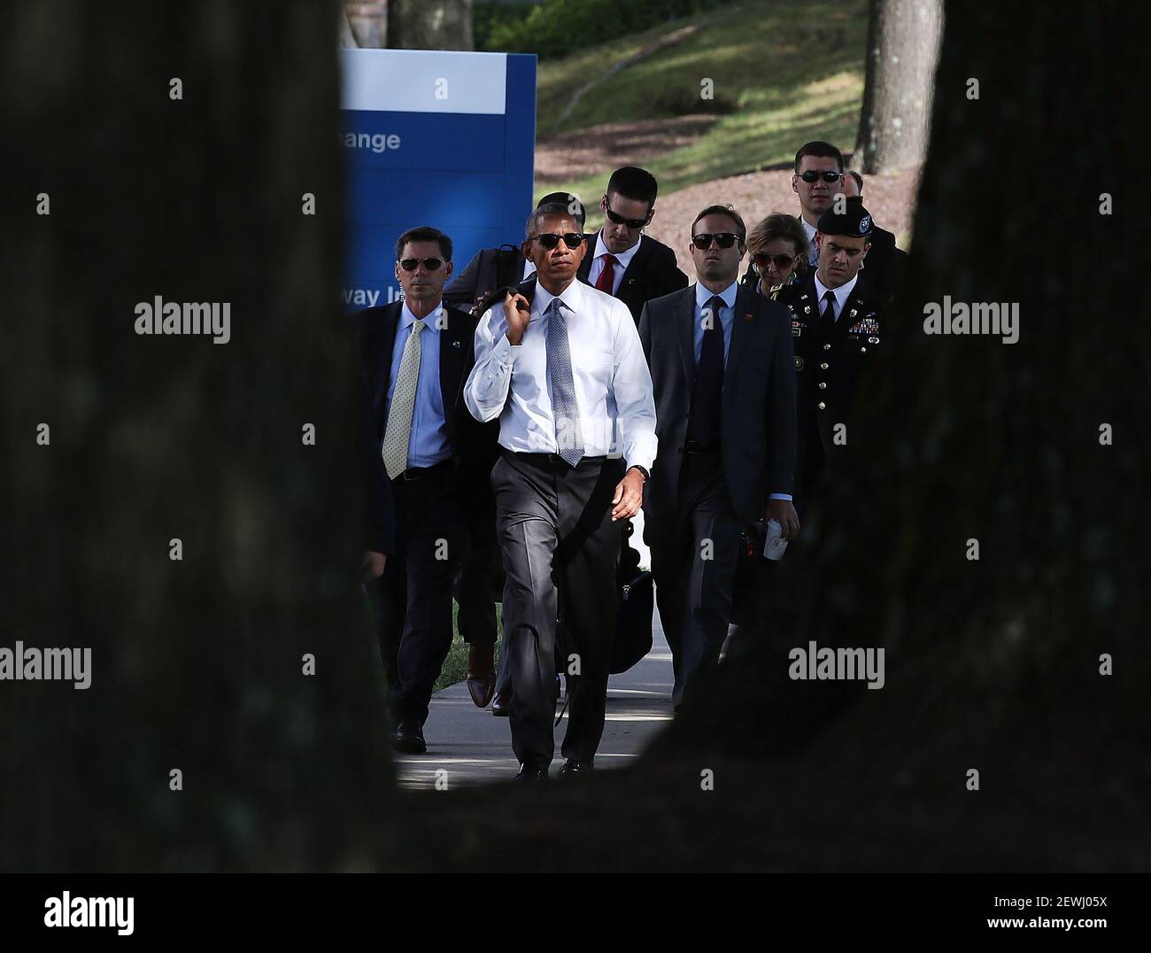 BETHESDA, MD - AUGUST 26:U.S. President Barack Obama walks away from ...