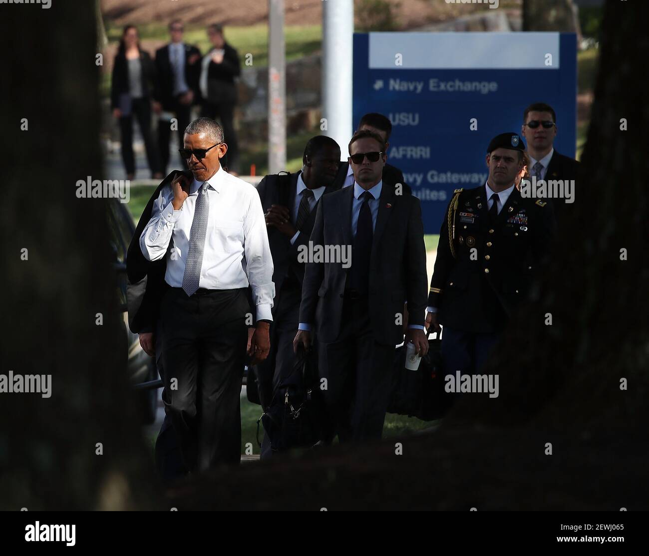 BETHESDA, MD - AUGUST 26: U.S. President Barack Obama walks away from ...