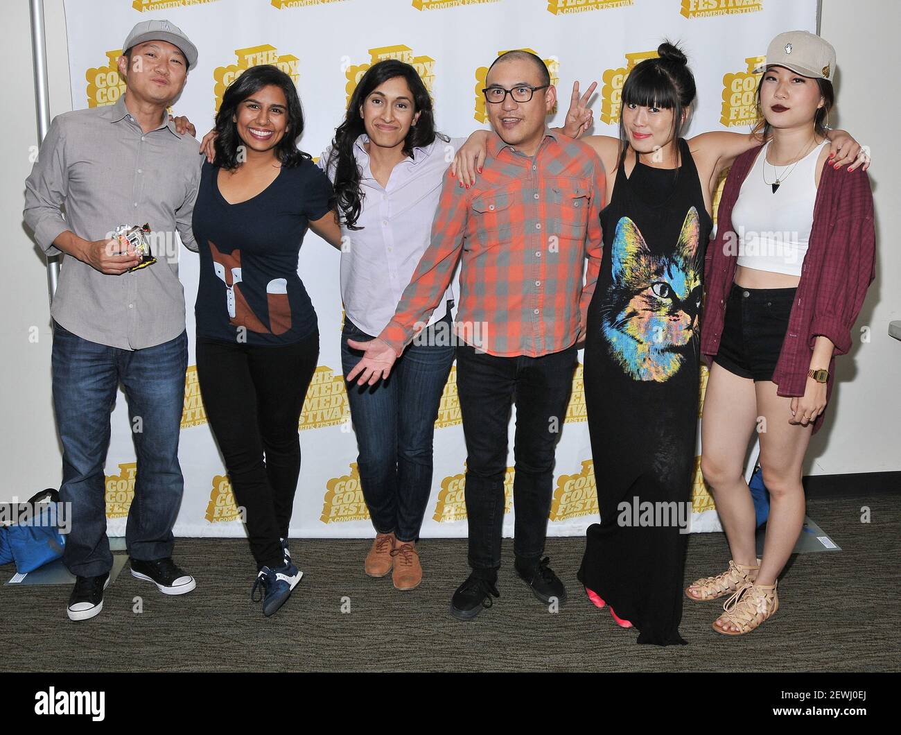 (L-R) Hella Comedy Cast - Paul PK Kim, Shanti Charan, Priyanka Wali ...