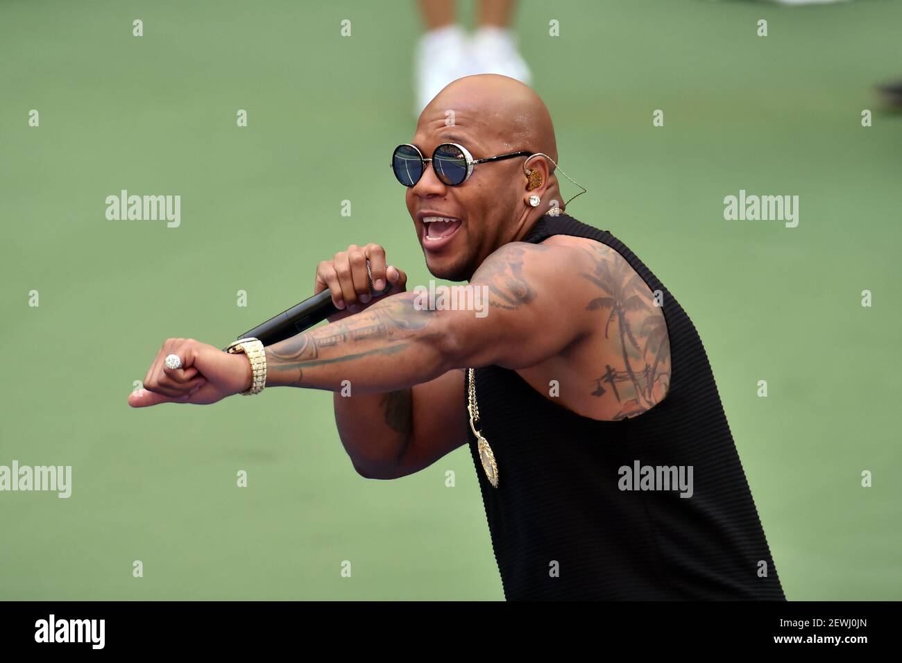 Rapper Flo Rida performs during Arthur Ashe Kids' Day prior to the ...