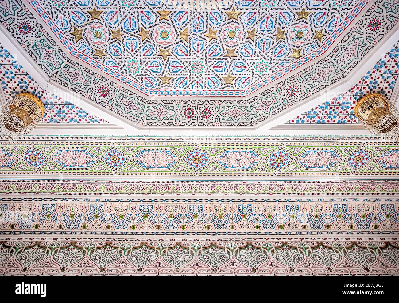 A bright ceiling in an Islamic mosque with many details Stock Photo - Alamy