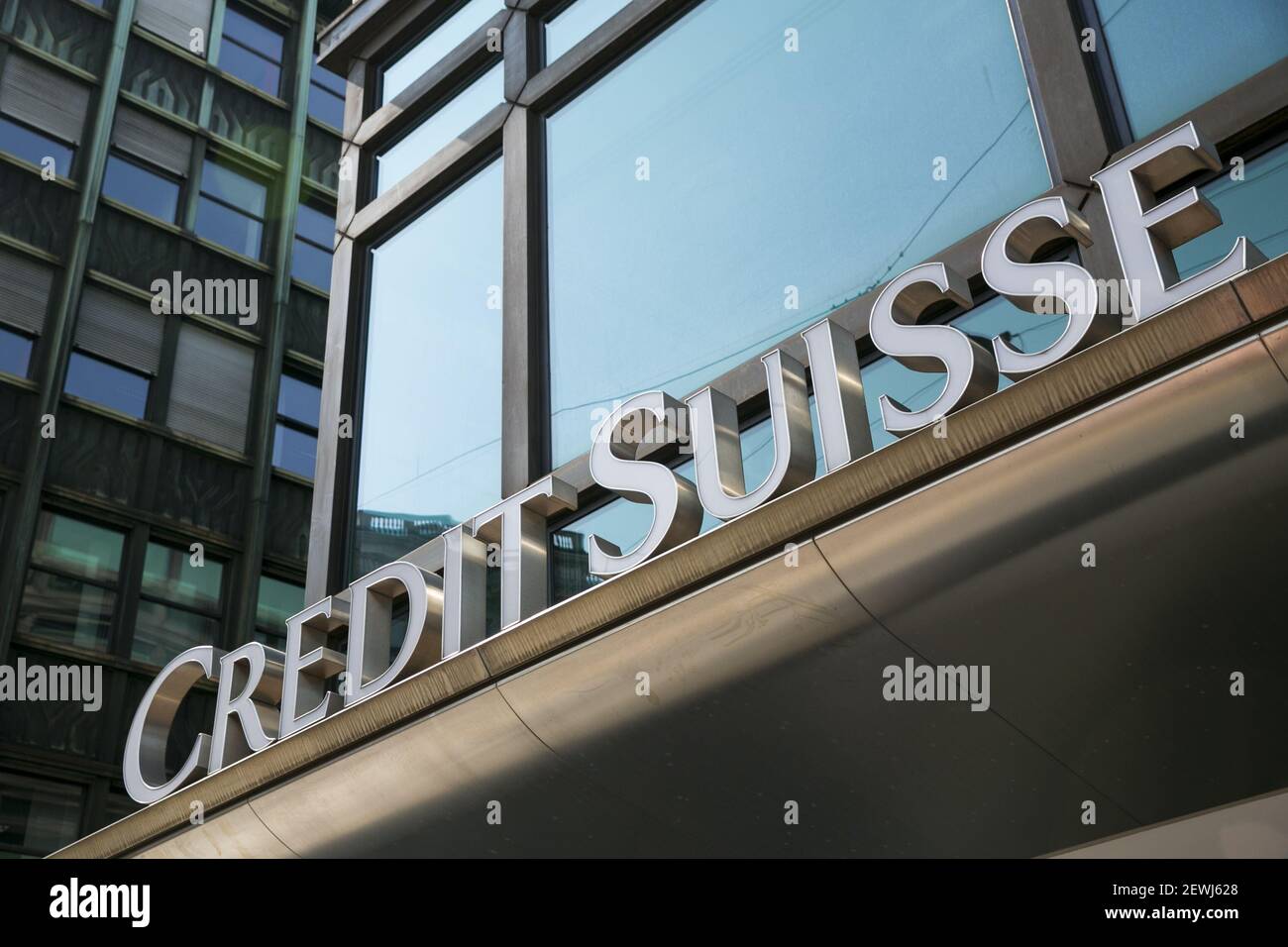 A logo sign outside of a facility occupied by the Credit Suisse Group ...