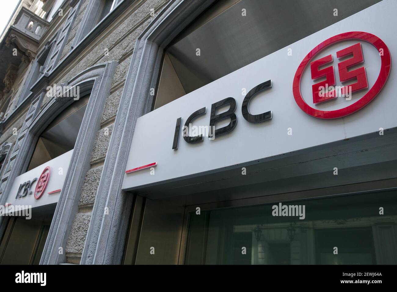 A logo sign outside of the Milan branch of the Industrial and ...