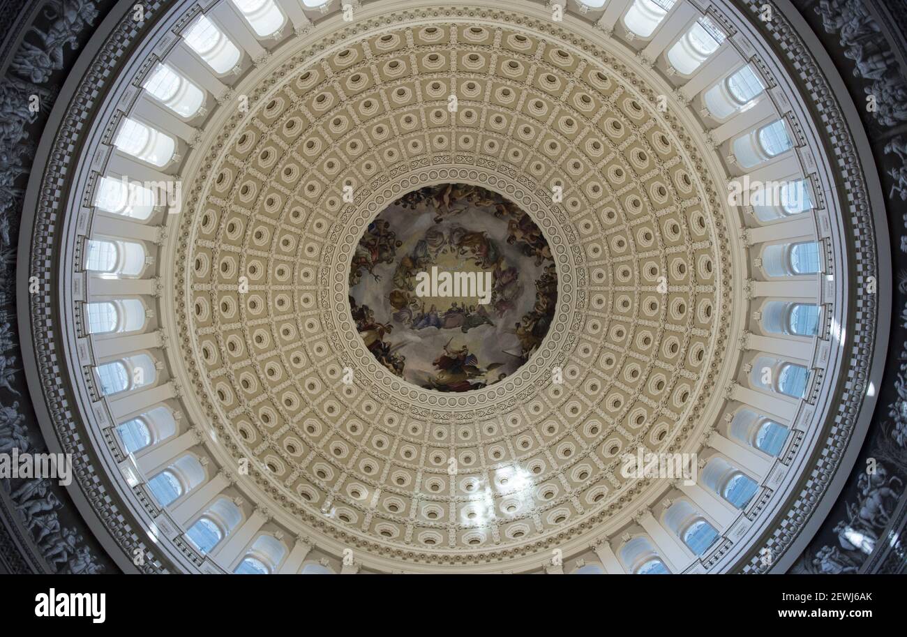 The newly restored U.S. Capitol Rotunda is seen Monday morning, Sept. 6 ...