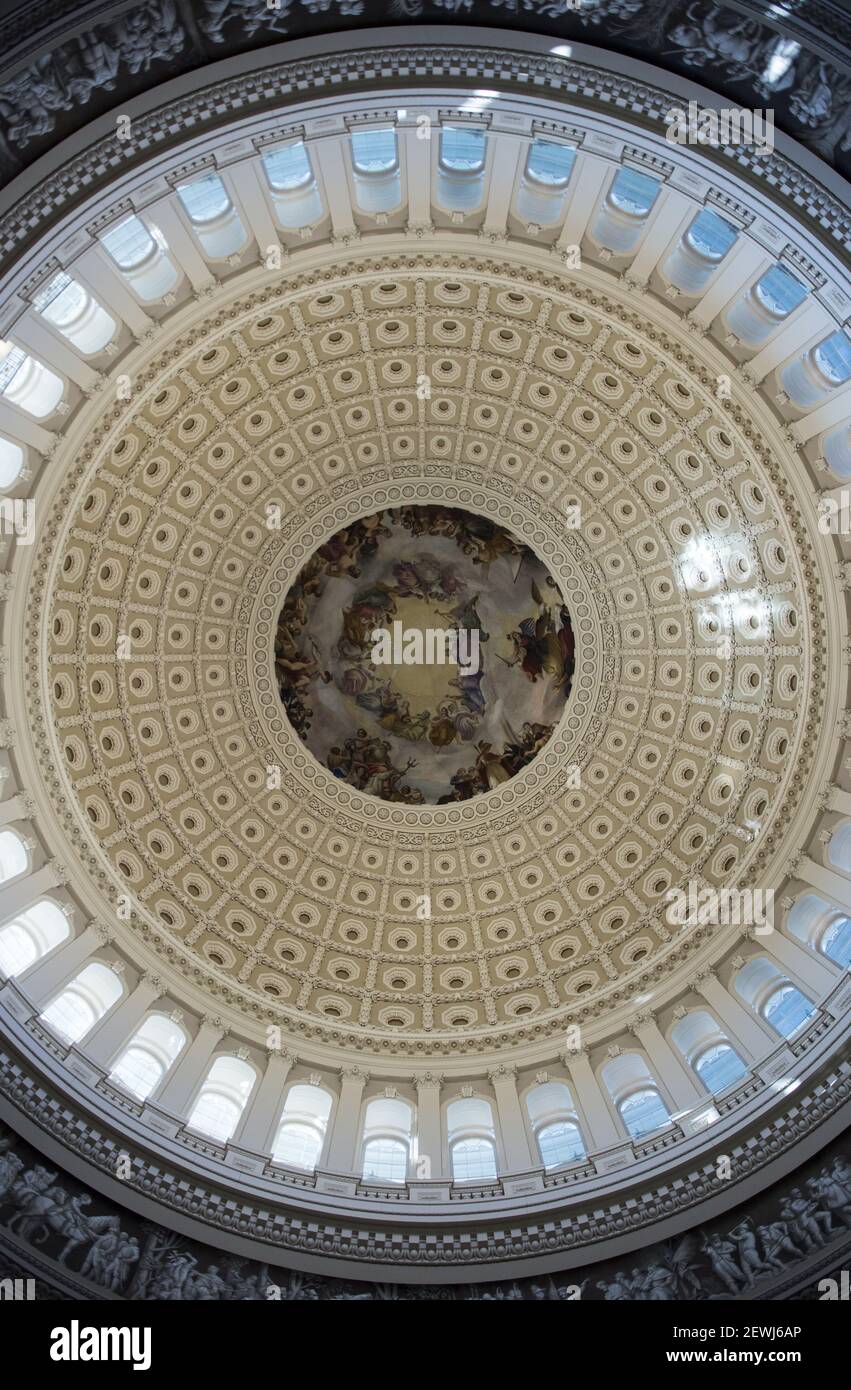 The newly restored U.S. Capitol Rotunda is seen Monday morning, Sept. 6 ...