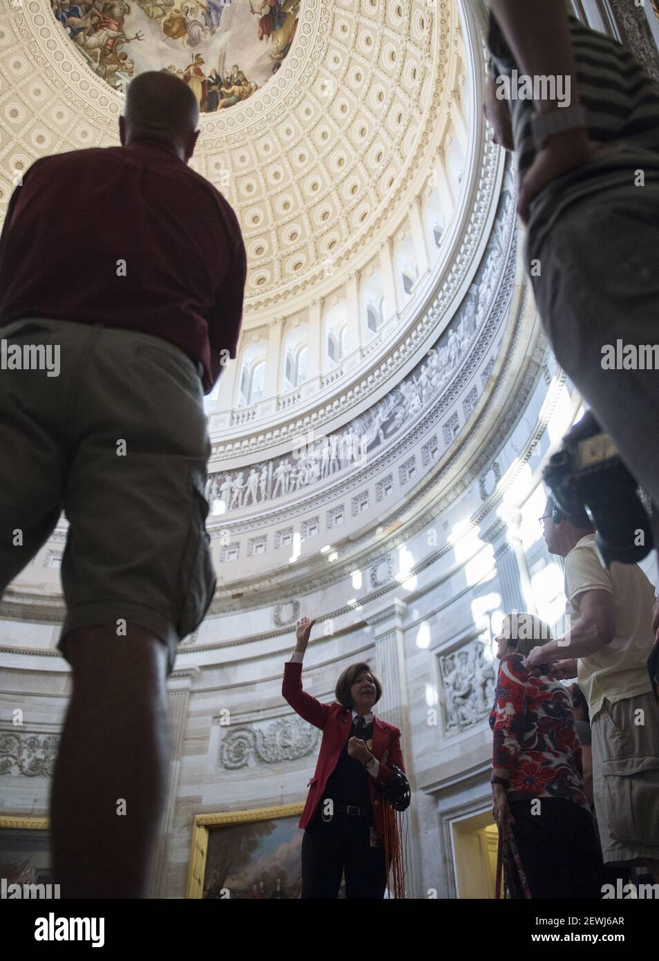 Capitol Visitor Guide Mary Ellen Anderson conducts the first tour of ...