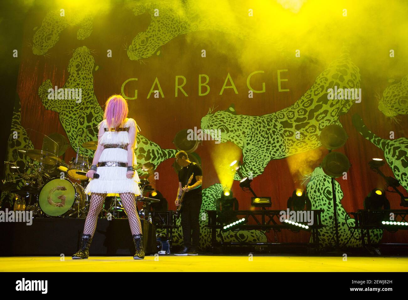 Shirley Manson vocalist of Garbage band performs a concert on stage to ...
