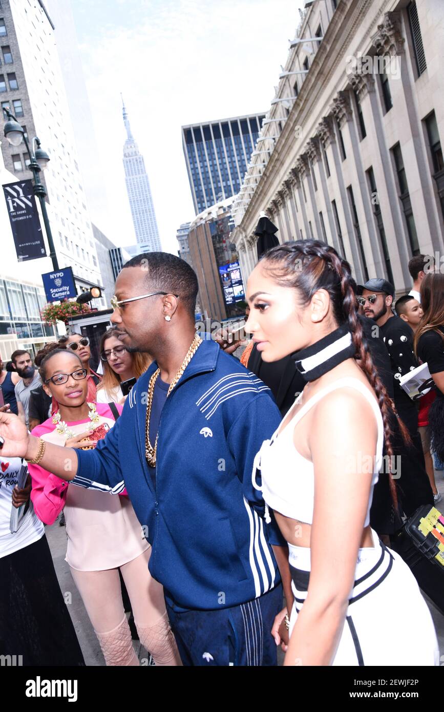 Juicy J and Regina Perera attend NY: HOOD BY AIR Arrivals Spring Summer ...