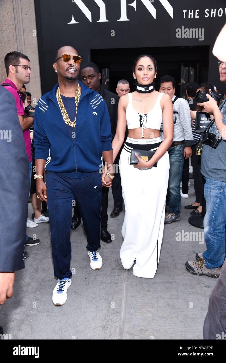 Juicy J and Regina Perera attend NY: HOOD BY AIR Arrivals Spring Summer ...