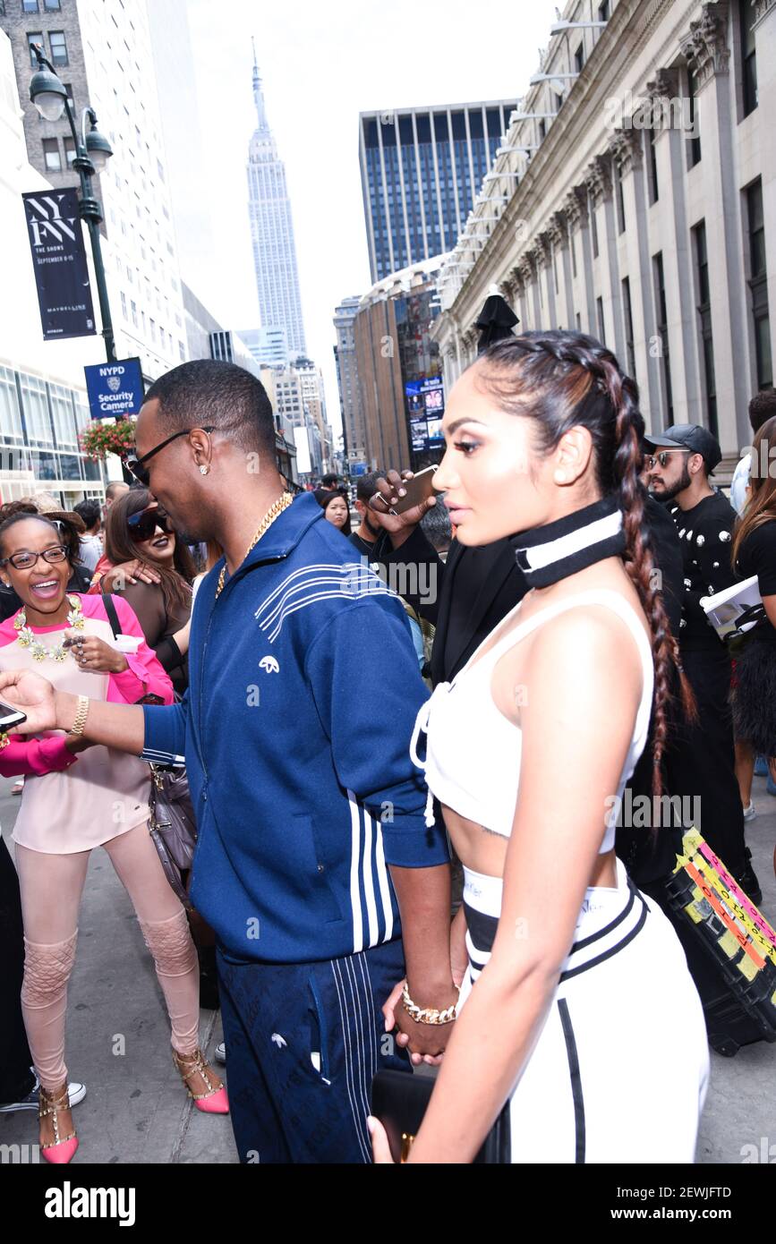 Juicy J and Regina Perera attend NY: HOOD BY AIR Arrivals Spring Summer ...