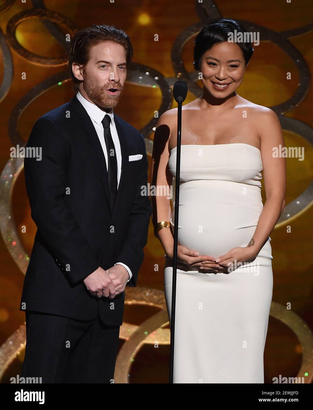 Seth Green and Michelle Ang at the 2016 Creative Arts Emmys at the ...